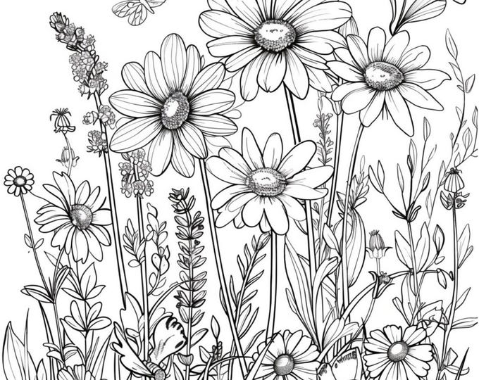 70 Flower Coloring Pages: Stress Relief for Adults & Kids (PDF Download ...