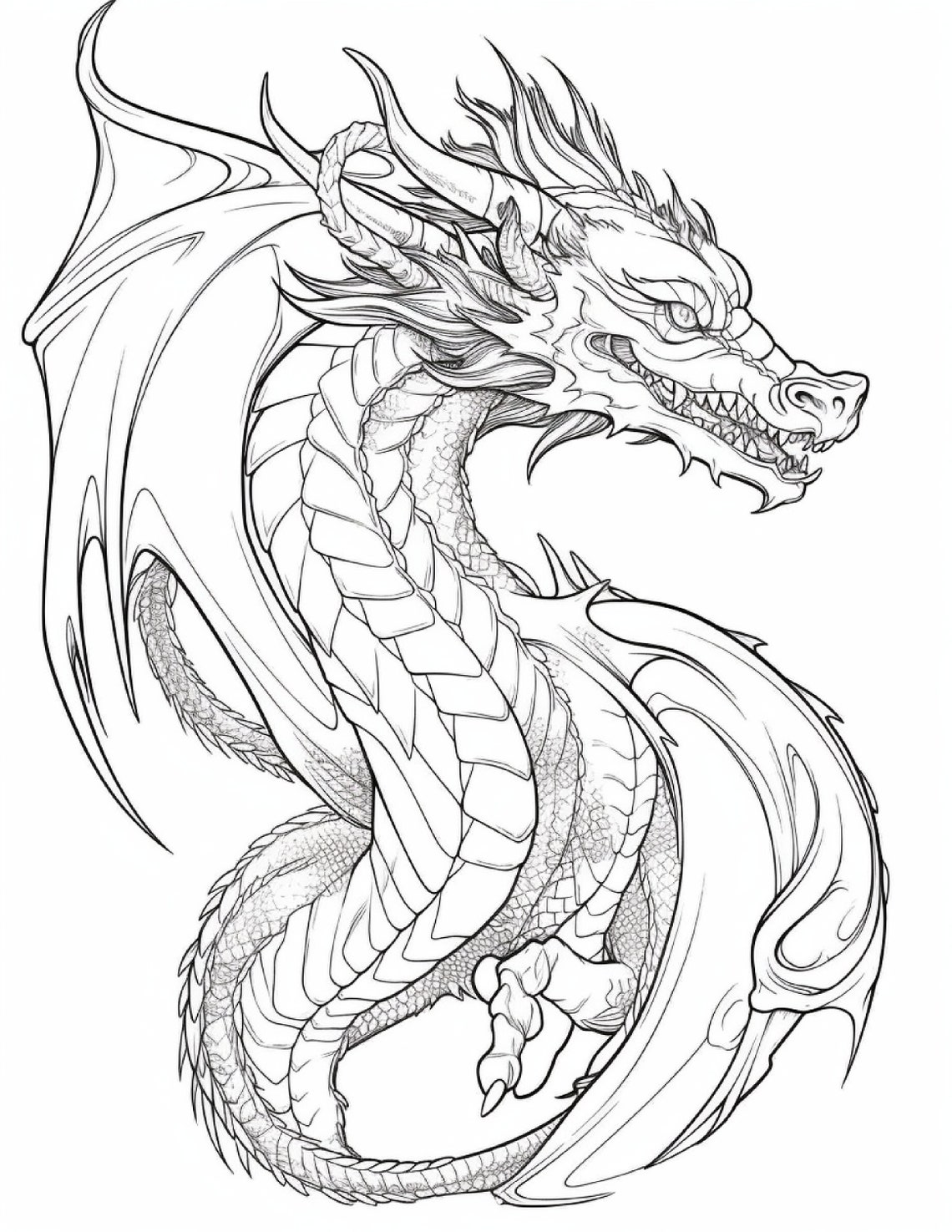 50 Dragon Coloring Pages,adults Printable Coloring Pages ,adult Dragon ...