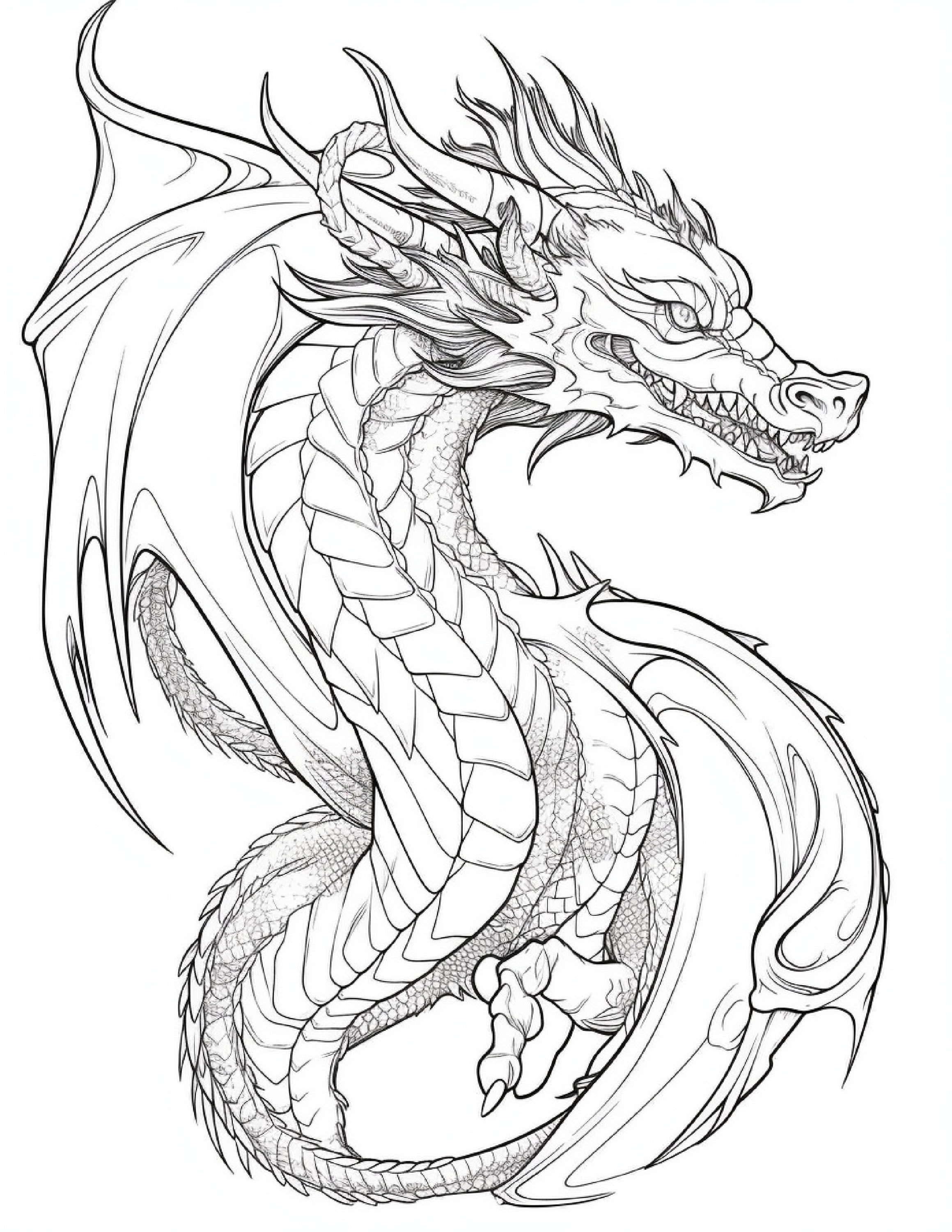 Dragon Coloring Pages: 50 Printable Designs for Adults (digital ...