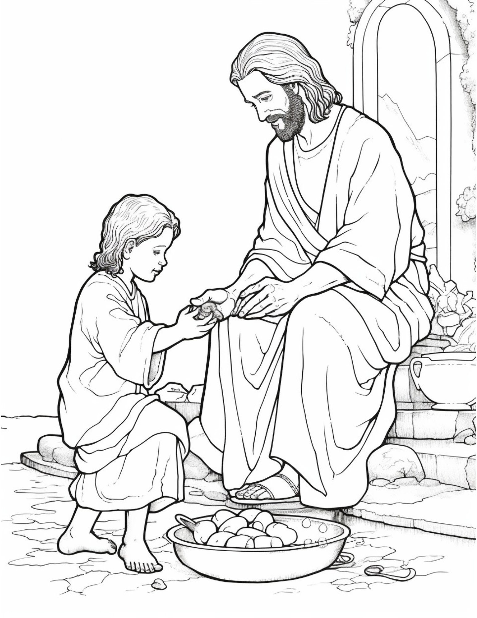 Bible Scene Coloring Pages: 50 Religious Designs for All Ages (digital ...