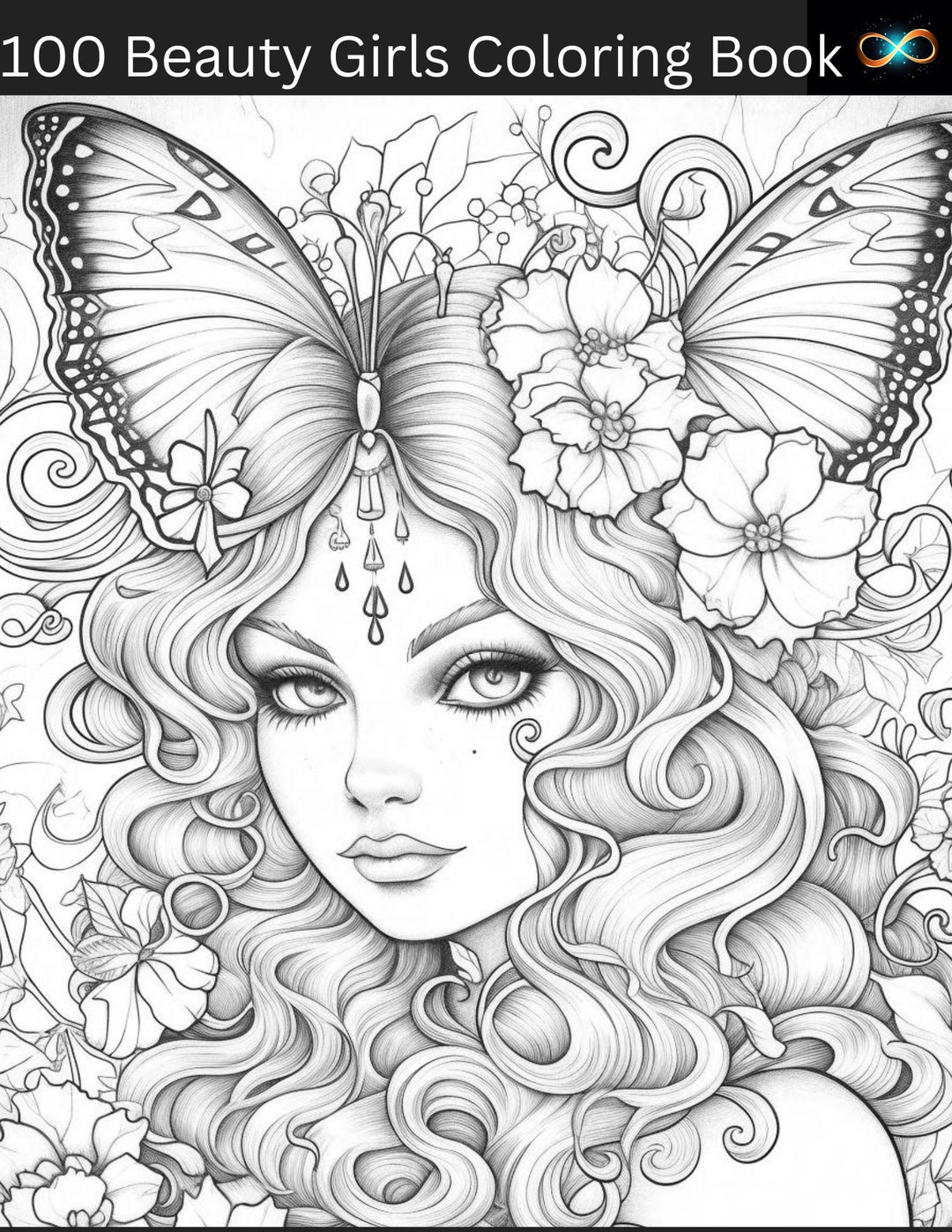 100 Beauty Girl Coloring Pages Coloring Book for Adults and Kids ...