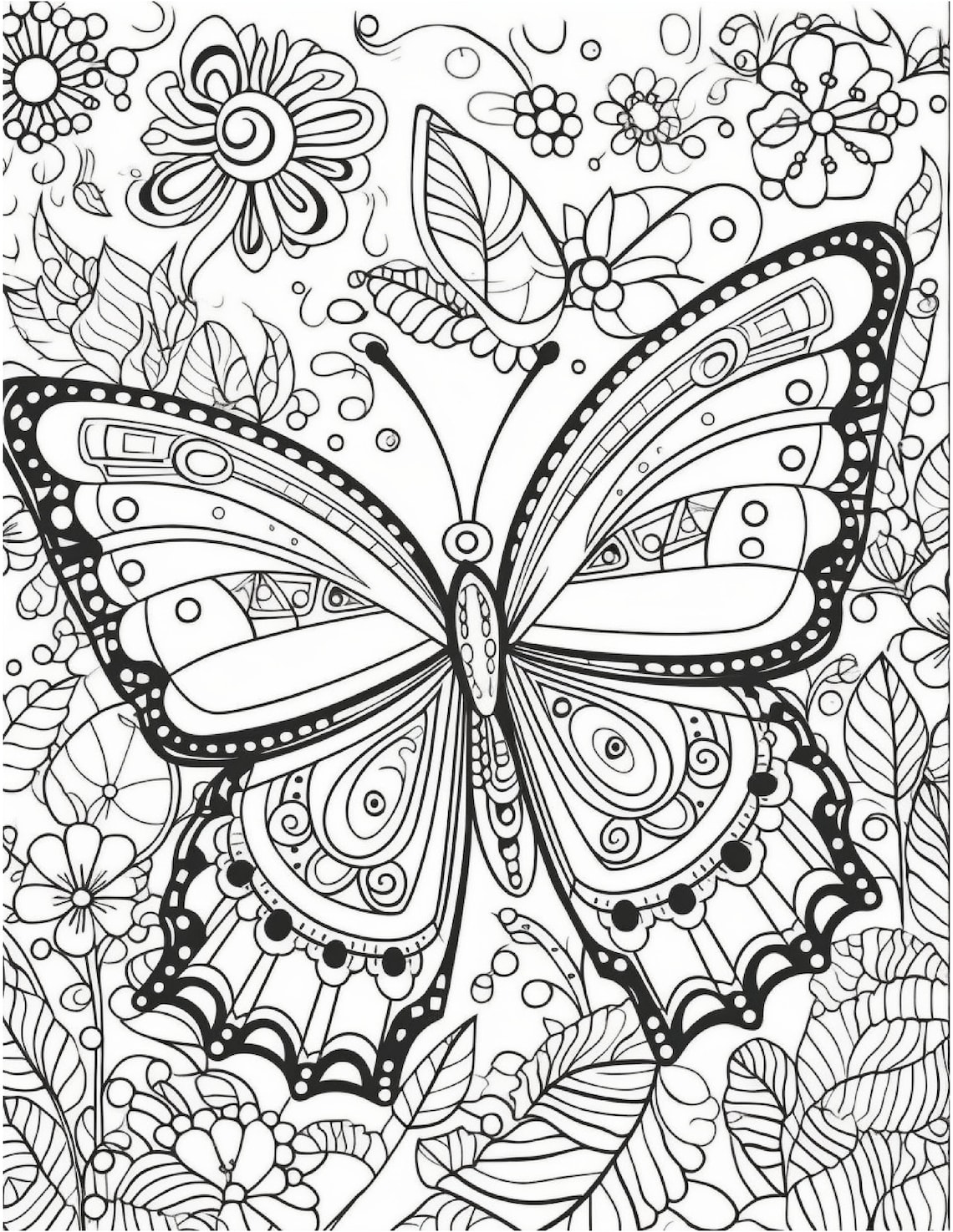 50 Butterfly Pages Coloring Book for Adults and Kids - Digital Download ...
