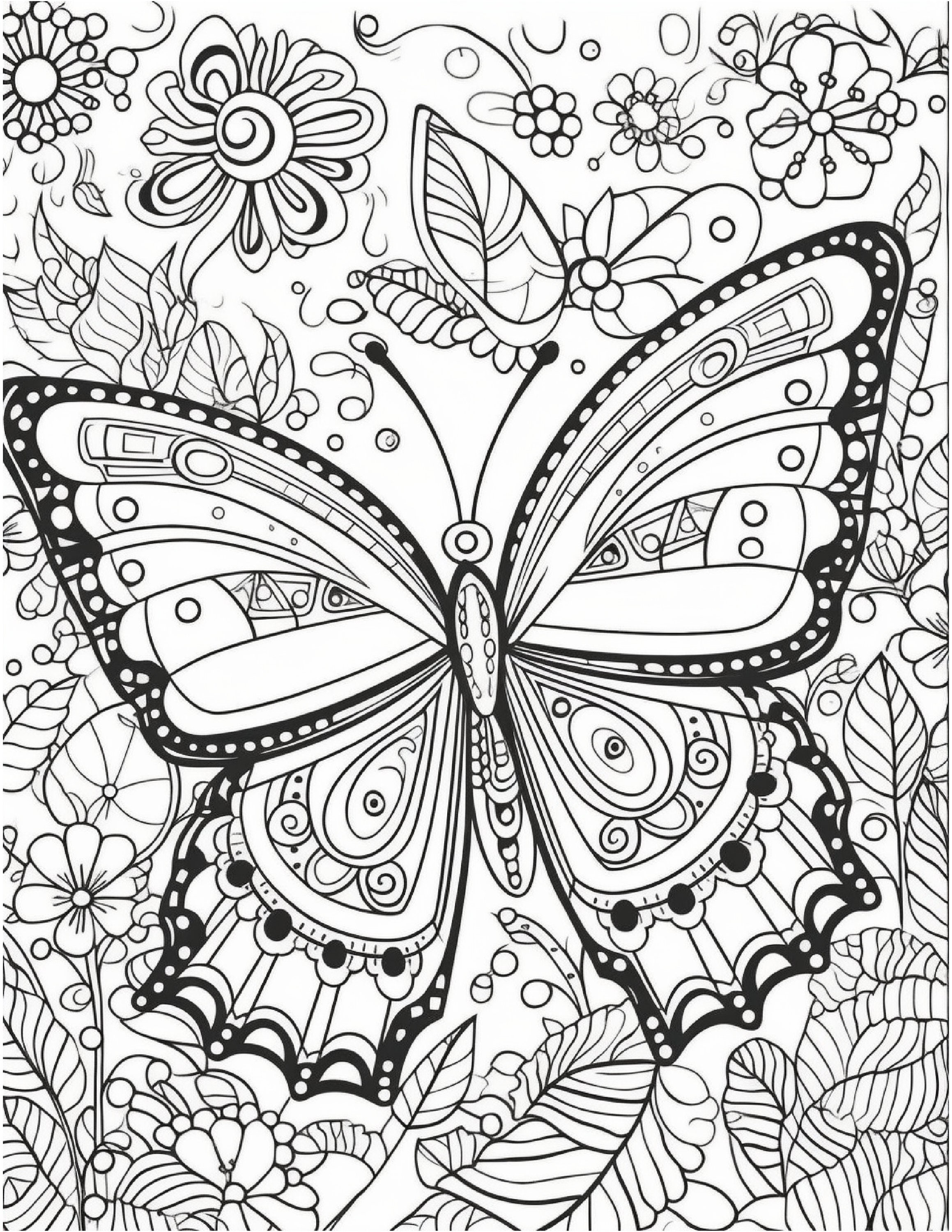 50 Butterfly Pages Coloring Book for Adults and Kids - Digital Download ...