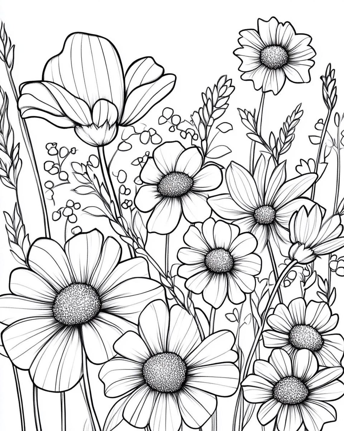 70 Flower Coloring Pages: Stress Relief for Adults & Kids (PDF Download ...