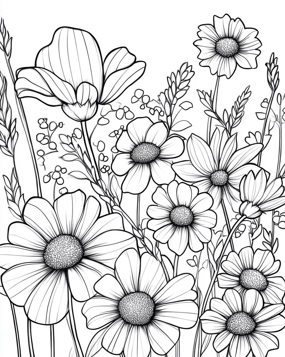 70 Flower Coloring Pages: Stress Relief for Adults & Kids (PDF Download ...