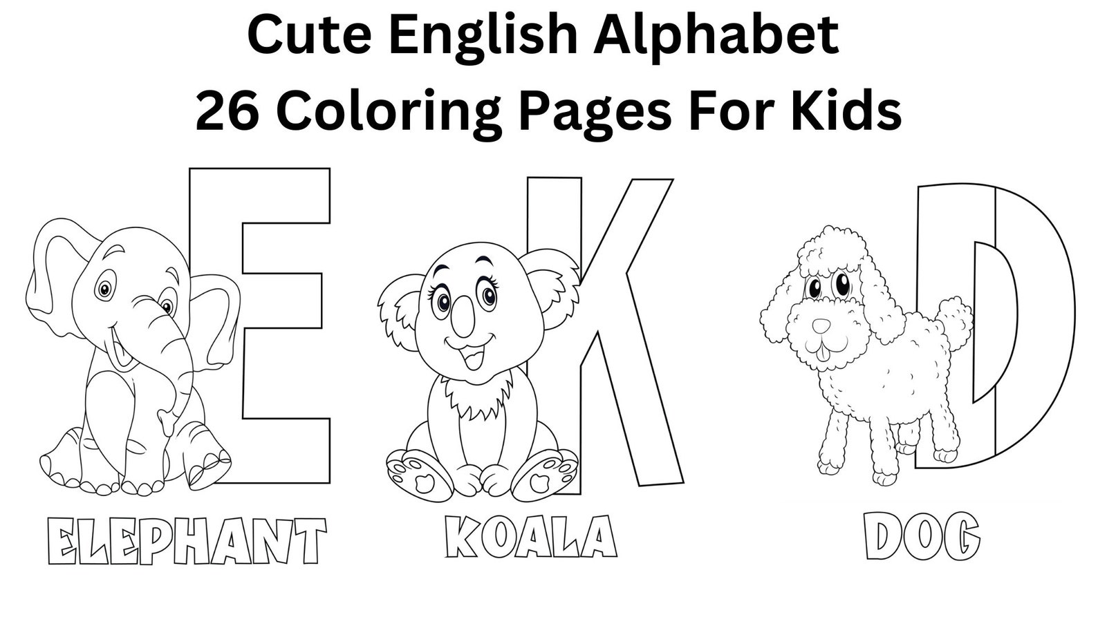 Cute English Alphabet Animals Coloring Pages,kids Printable Coloring ...