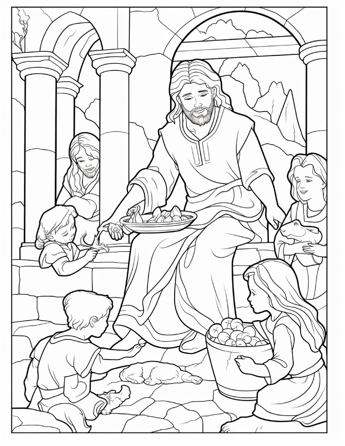 50 Bible Religious Scene Coloring Pages for Adults and Children ...