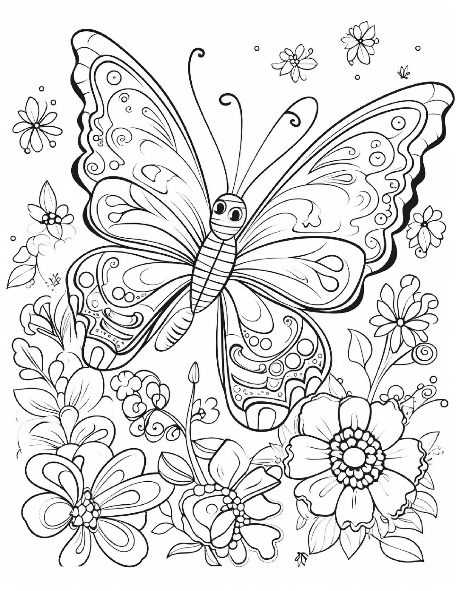 50 Butterfly Pages Coloring Book for Adults and Kids - Digital Download ...