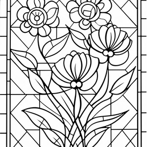 Stained Glass Flowers Coloring Pages: 101 Printable Designs (PDF ...
