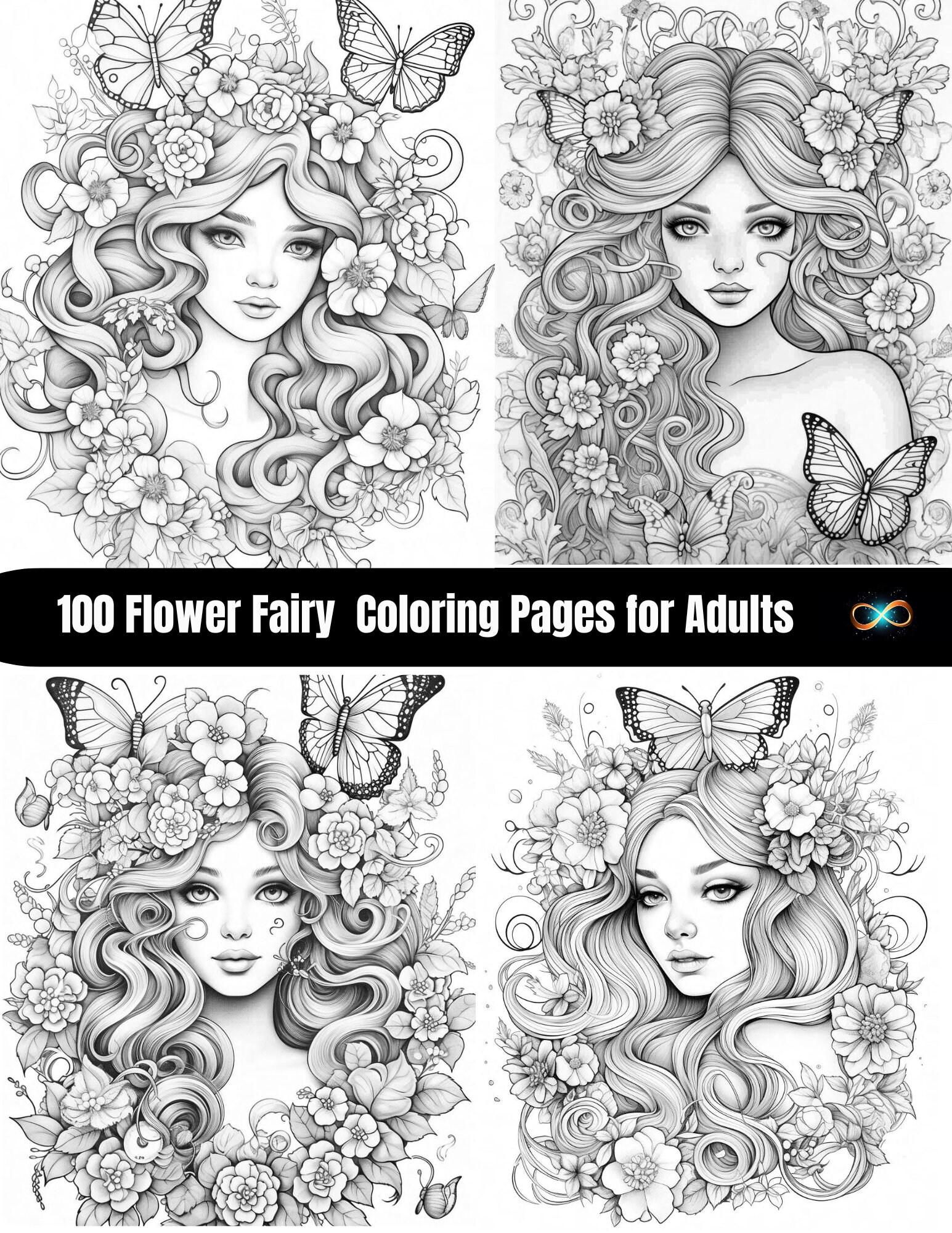 100 Flower Fairy Coloring Pages ,coloring Book for Adults Printable ...