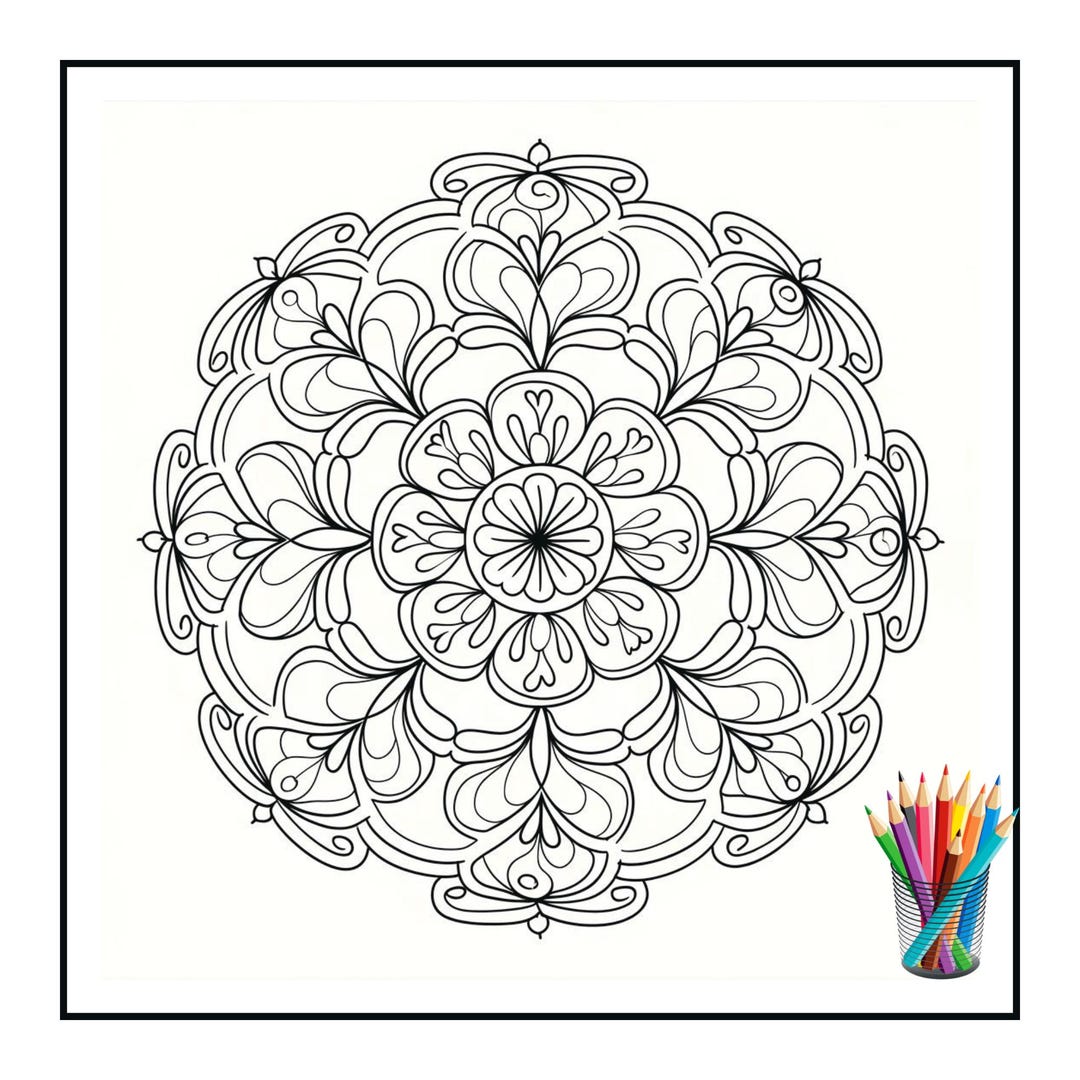 60 Flower Mandala Coloring Pages: Stress Relief Art (digital Download ...