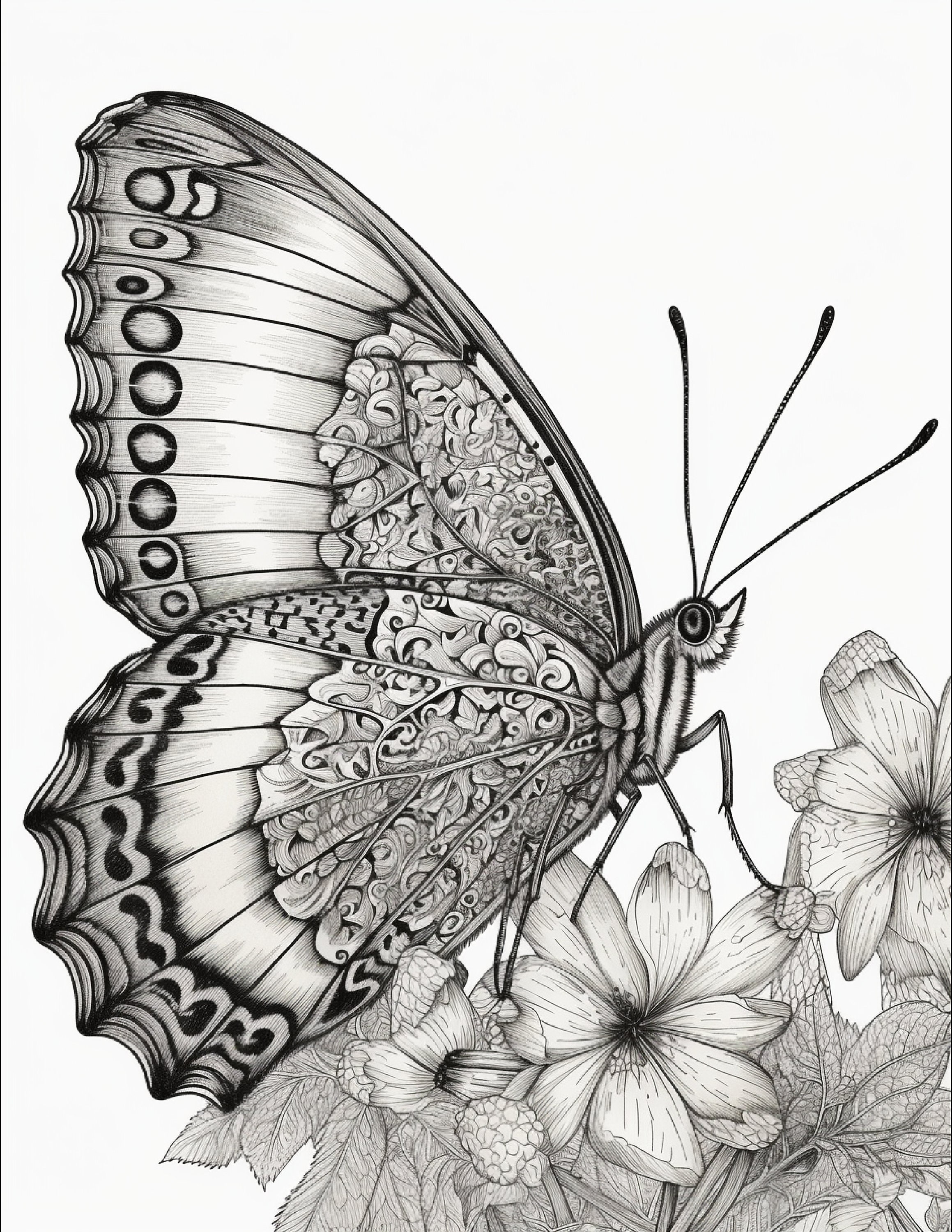 25 Butterfly Pages Coloring Book for Adults and Kids Digital Download ...