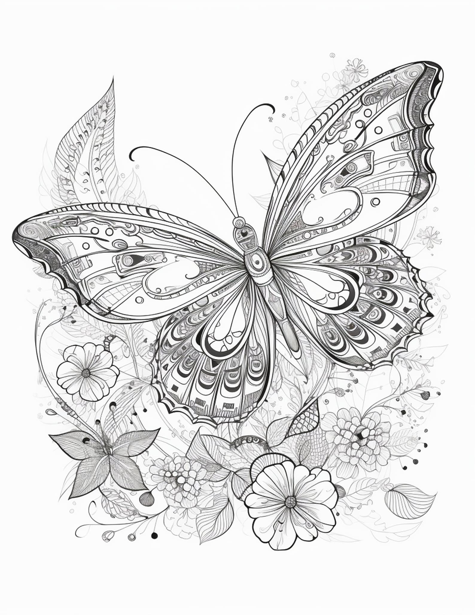 50 Butterfly Pages Coloring Book for Adults and Kids - Digital Download ...