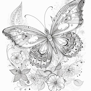 50 Butterfly Pages Coloring Book for Adults and Kids - Digital Download ...