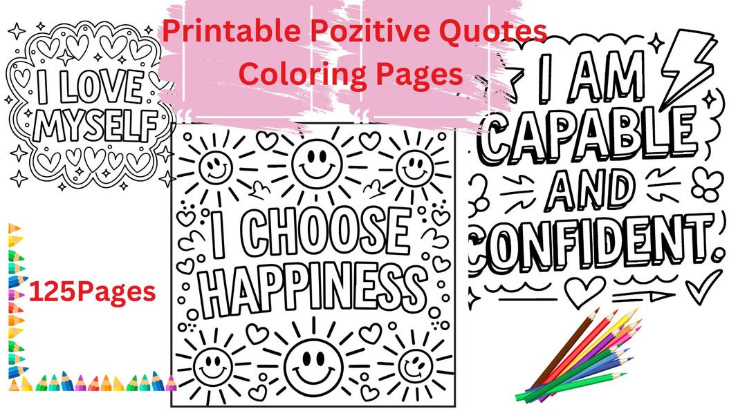 Printable Pozitive Affirmations Coloring Pages ,adult Motivational ...
