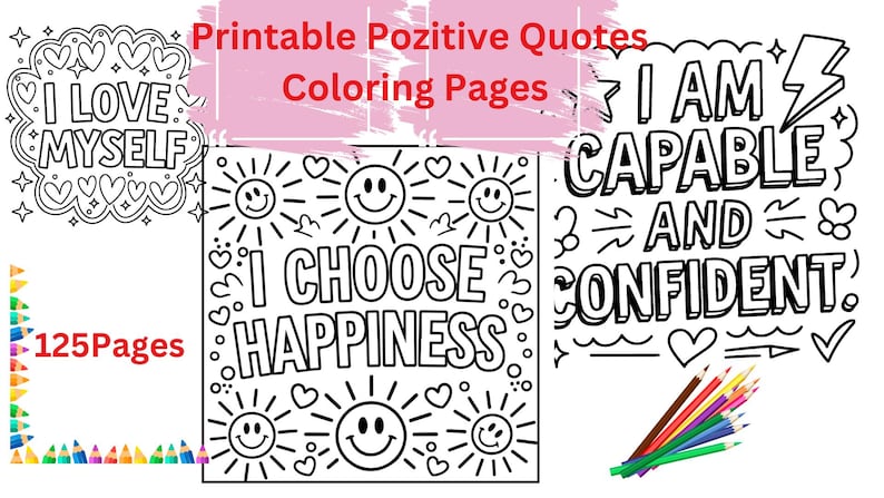125 Printable Affirmations Coloring Pages: Motivational Quotes (PDF ...