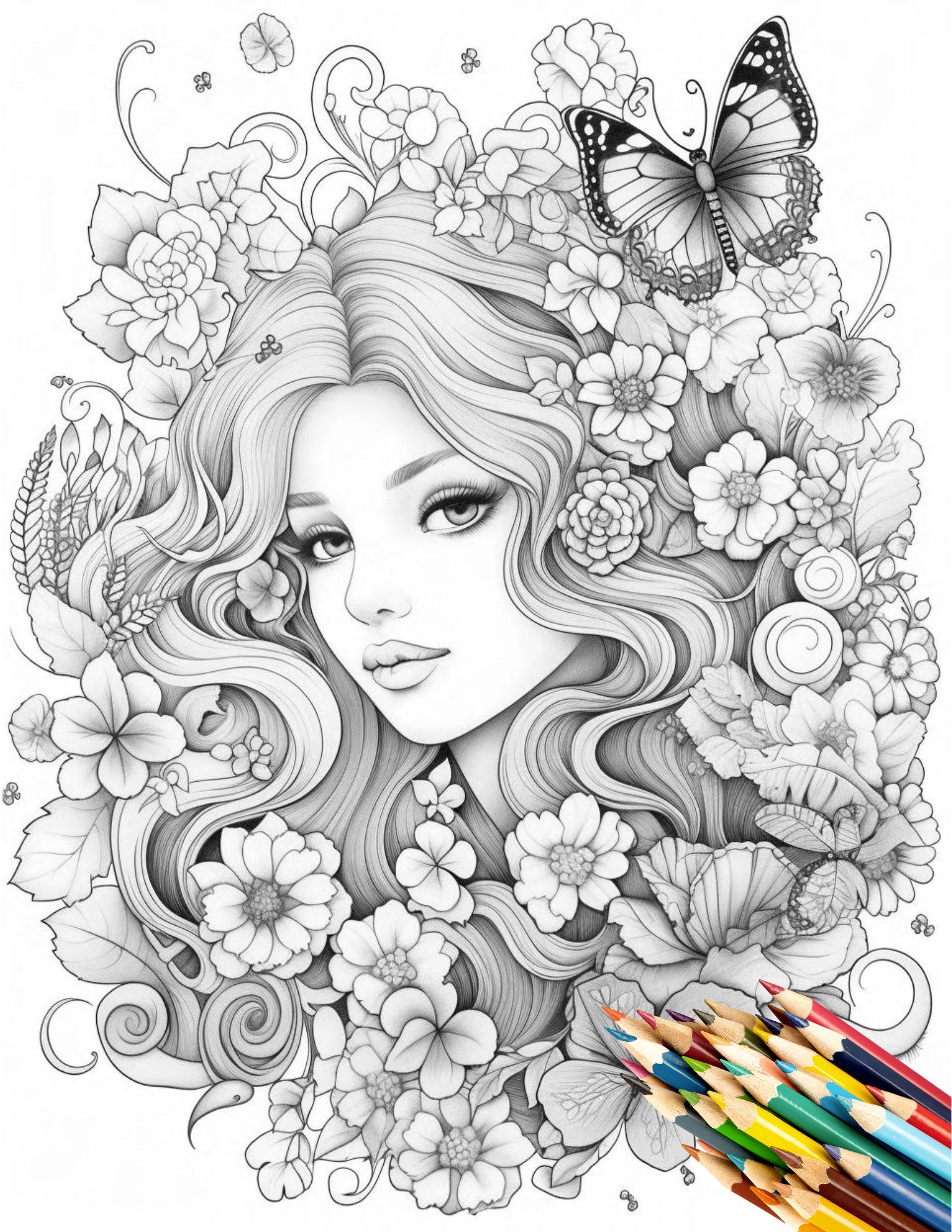 Adult Fairies Printable Coloring Book Pages,fairy Design for Stress ...