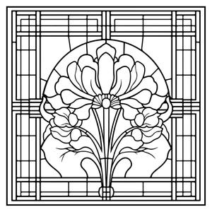 50 Flower Stained Glass Coloring Pages: Stress Relief for Adults & Kids ...