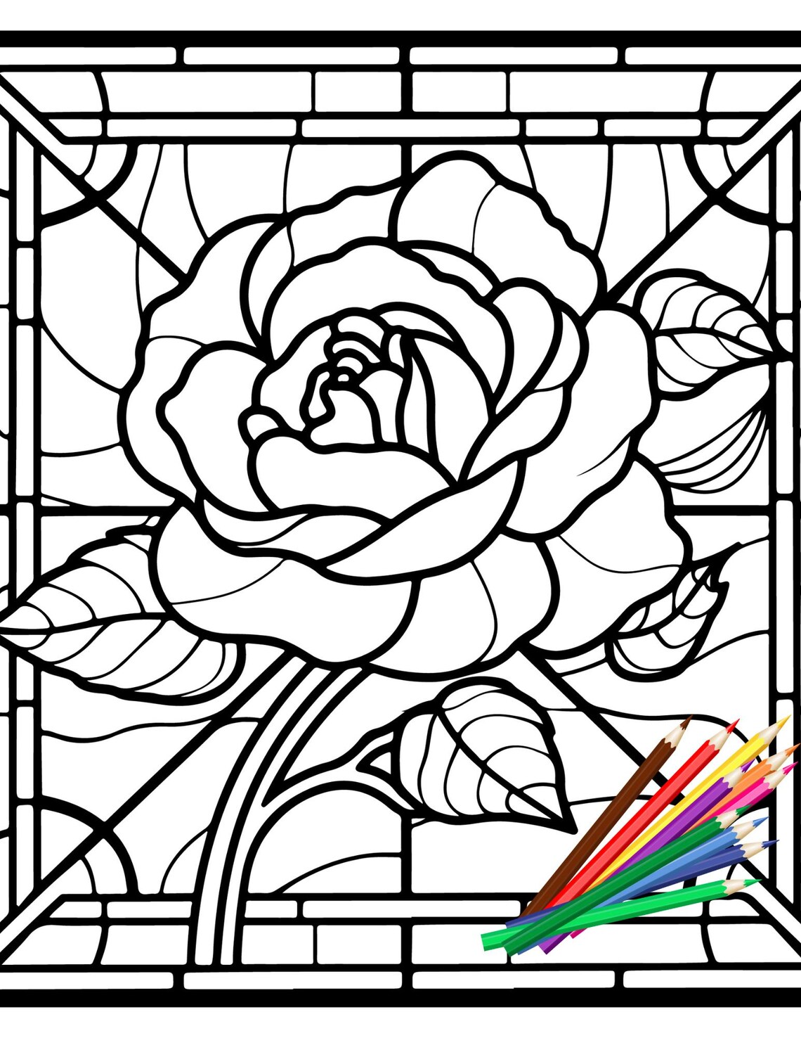 Flower Stained Glass Coloring Pages: 125 Designs for Relaxation ...