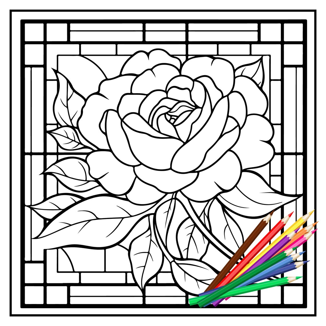 100 Flower Stained Glass Coloring Pages for Adults and Kids ,stress ...