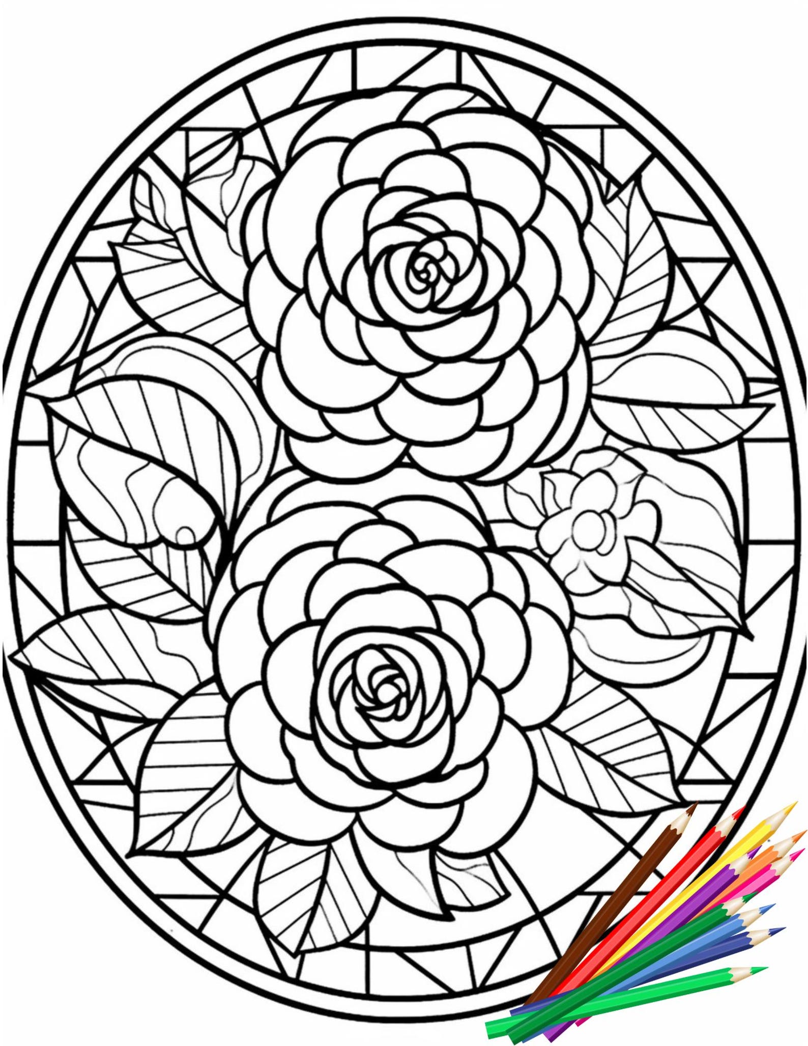 50 Flower Stained Glass Coloring Pages for Adults and Kids ,stress ...