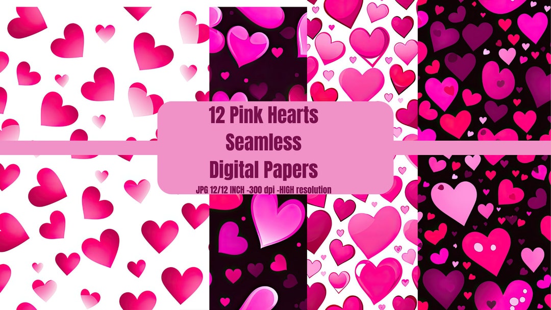 Pink Hearts Digital Paper, Hearts Seamless Pattern ,hearts Background ...