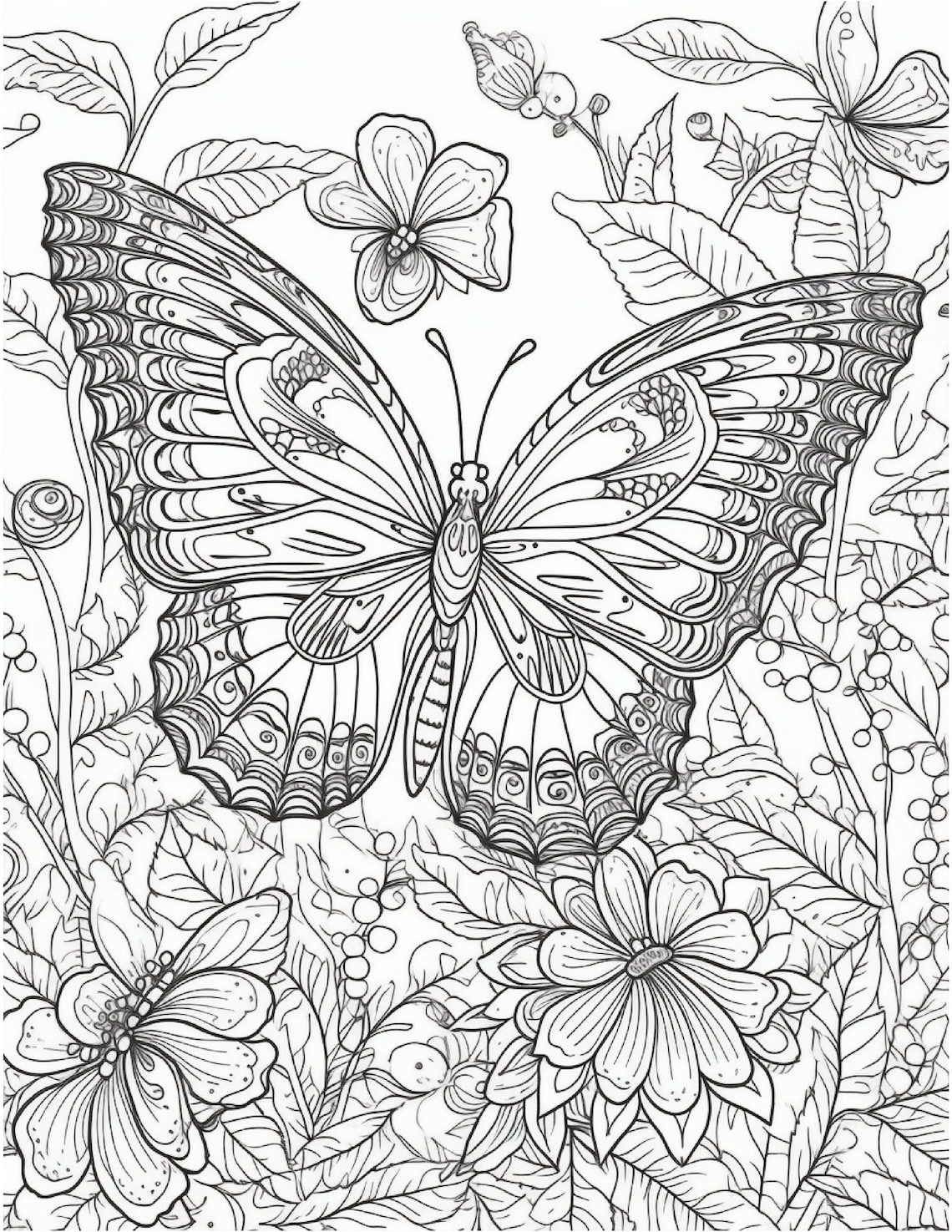 50 Butterfly Pages Coloring Book for Adults and Kids - Digital Download ...