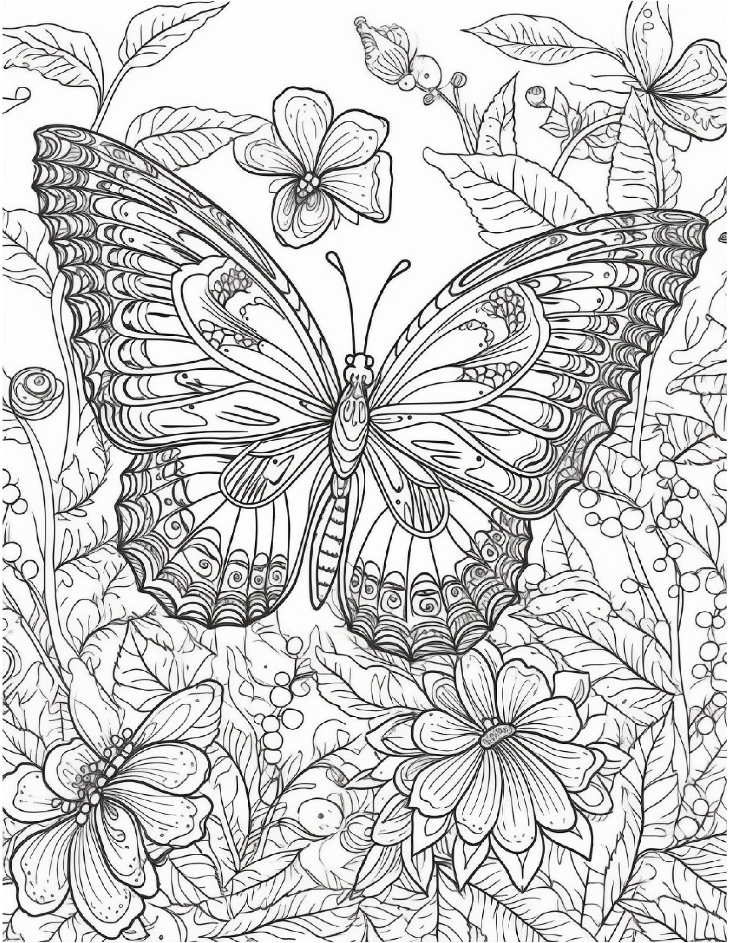 50 Butterfly Pages Coloring Book for Adults and Kids - Digital Download ...