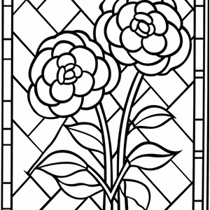 Stained Glass Flowers Coloring Pages: 101 Printable Designs (PDF ...