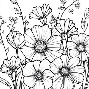 70 Flower Coloring Pages: Stress Relief for Adults & Kids (PDF Download ...