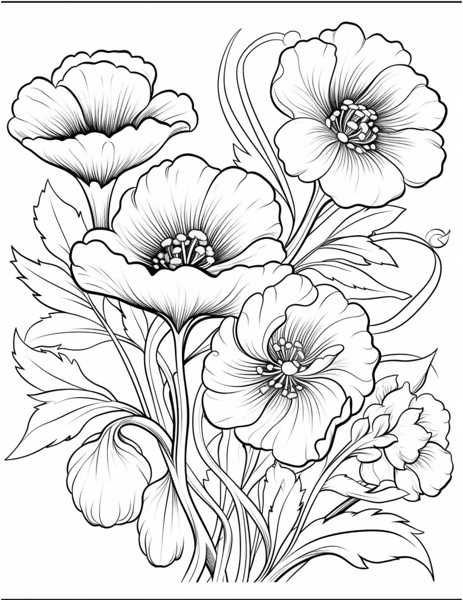 50 Printable Flowers Coloring Pages For Adults And Kids stress Relief