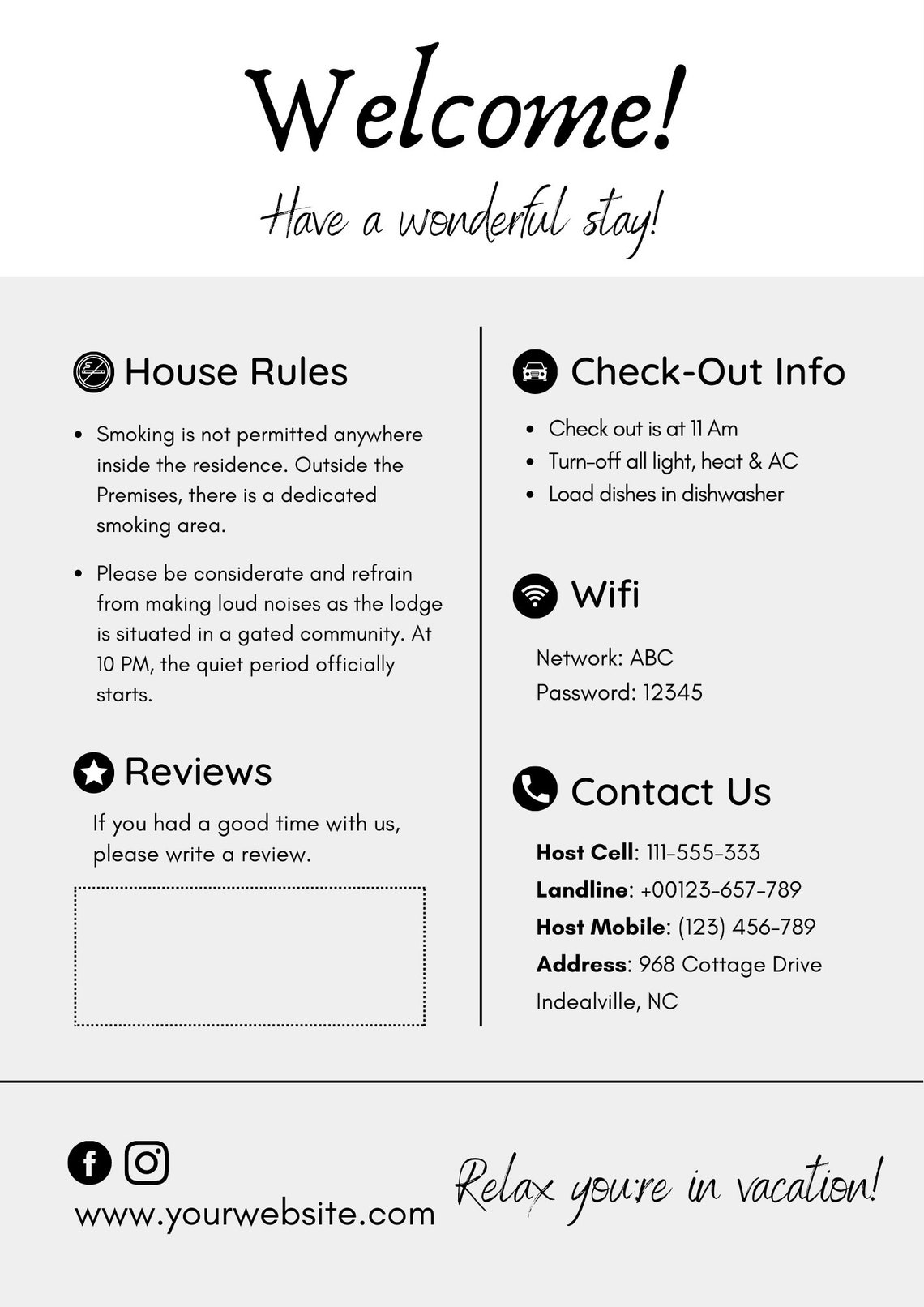 Airbnb Welcome Template Canva Editable,airbnb Printable,vacantion ...