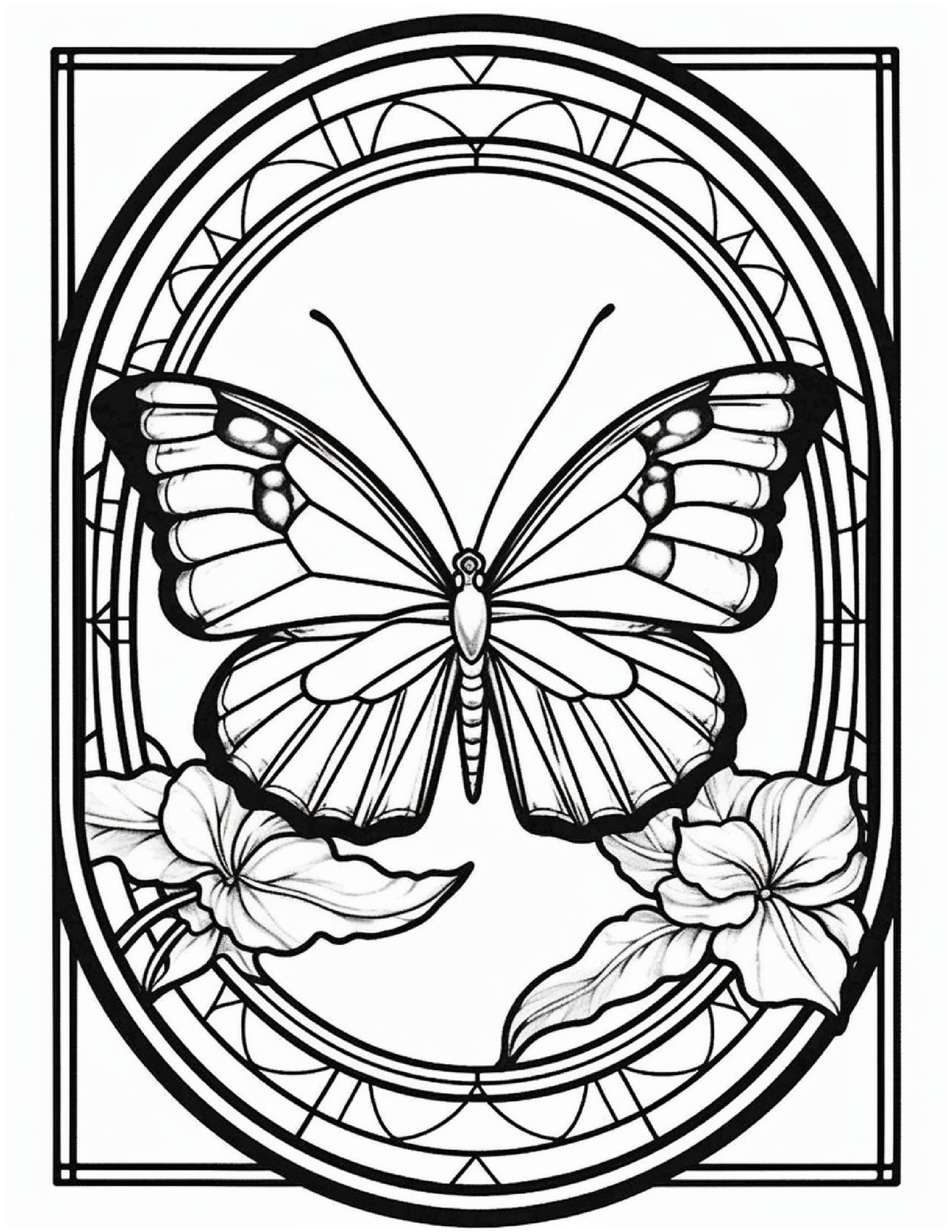 100 Stained Glass Butterflys Pages , Butterfly Coloring Book for Adults ...