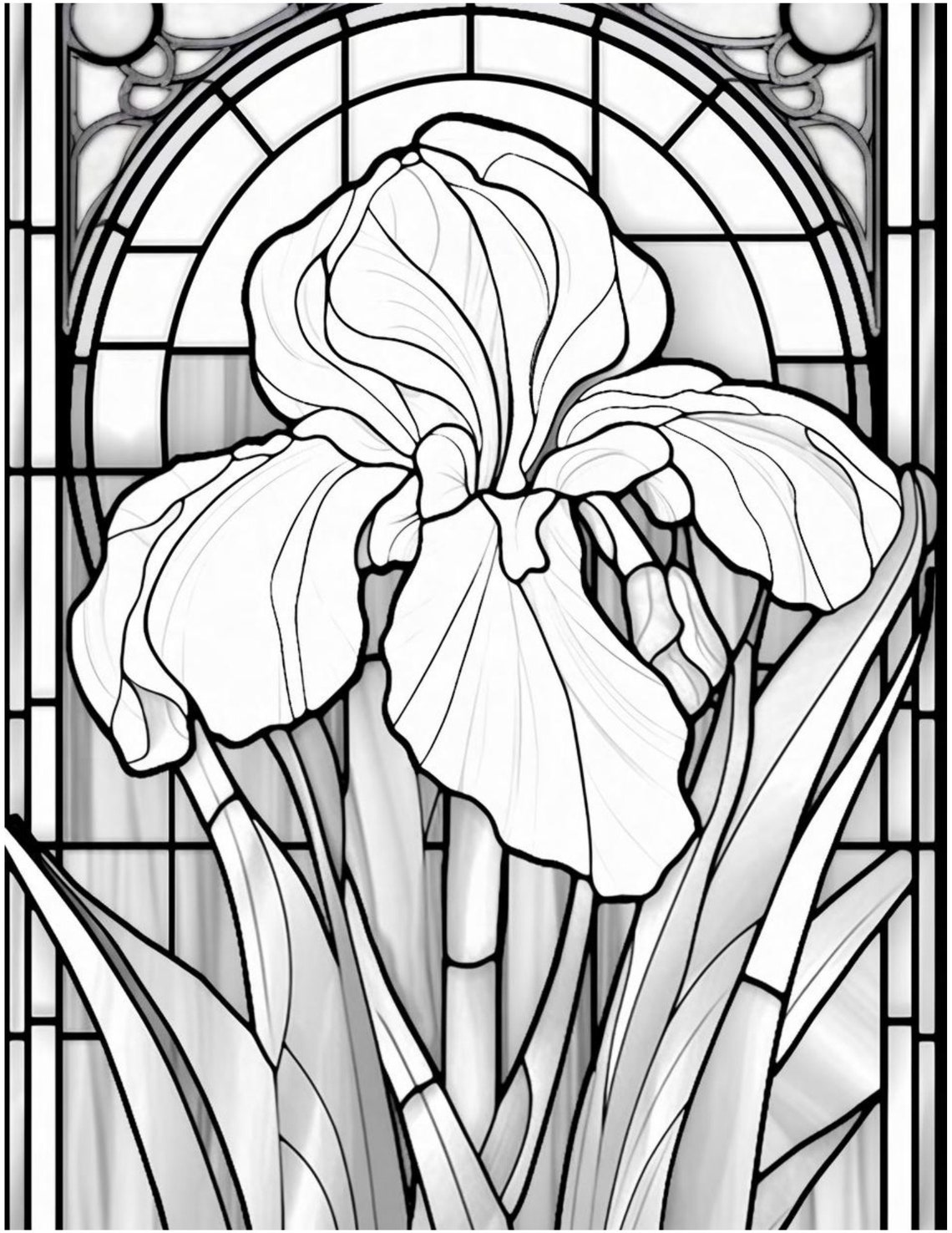 50 Flower Stained Glass Coloring Pages for Adults and Kids ,stress ...