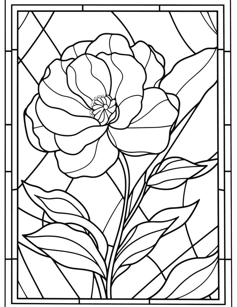 Flower Stained Glass Coloring Pages: 125 Designs for Relaxation ...