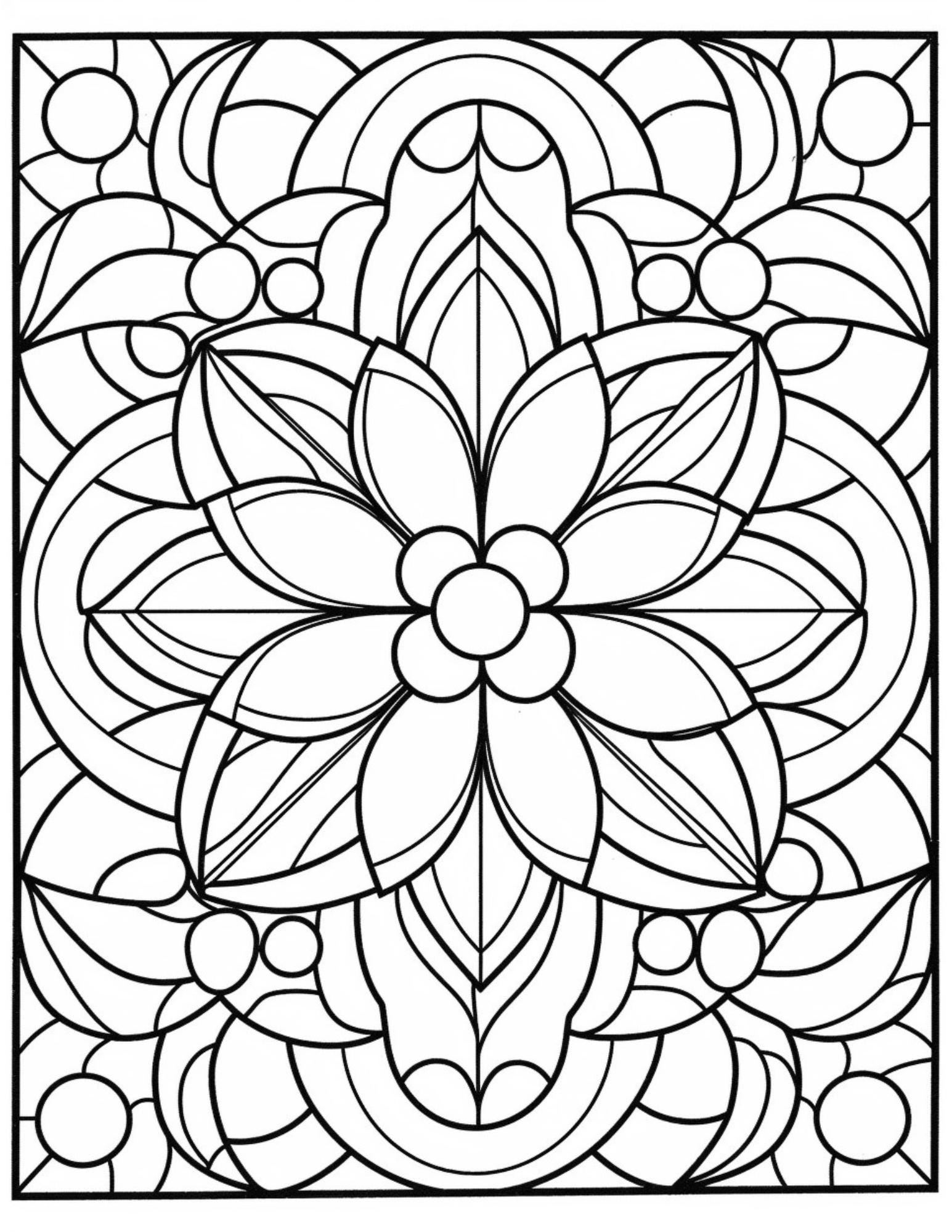 100 Flower Stained Glass Coloring Pages for Adults and Kids ,stress ...