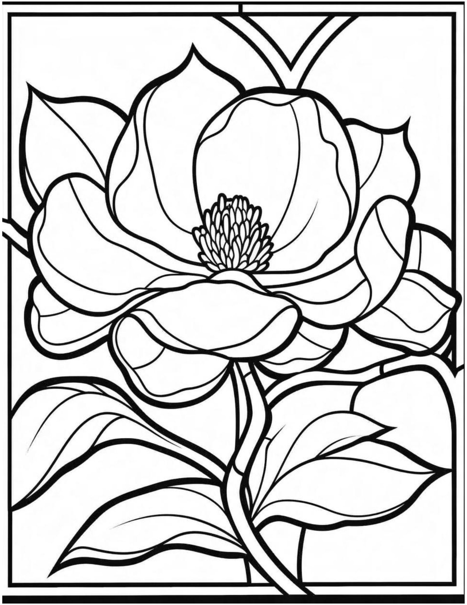 Stained Glass Flower Coloring Pages