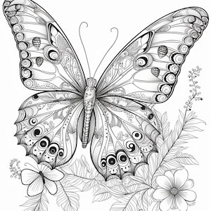 50 Butterfly Pages Coloring Book for Adults and Kids - Digital Download ...