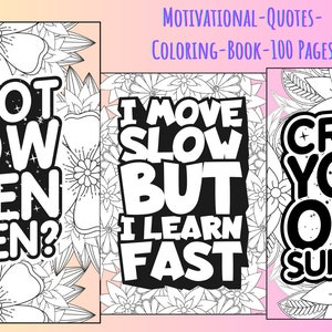 100 Adult Motivational Quotes Coloring Book Pages - Digital Download ...