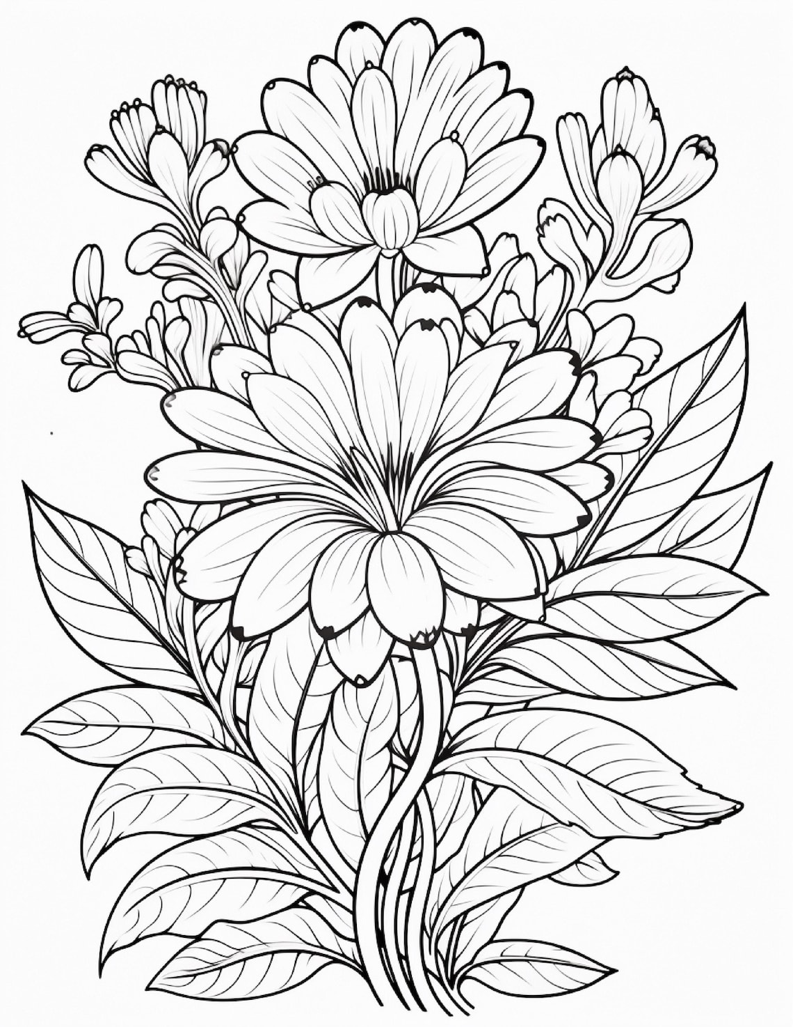 70 Flower Coloring Pages: Stress Relief for Adults & Kids (PDF Download ...