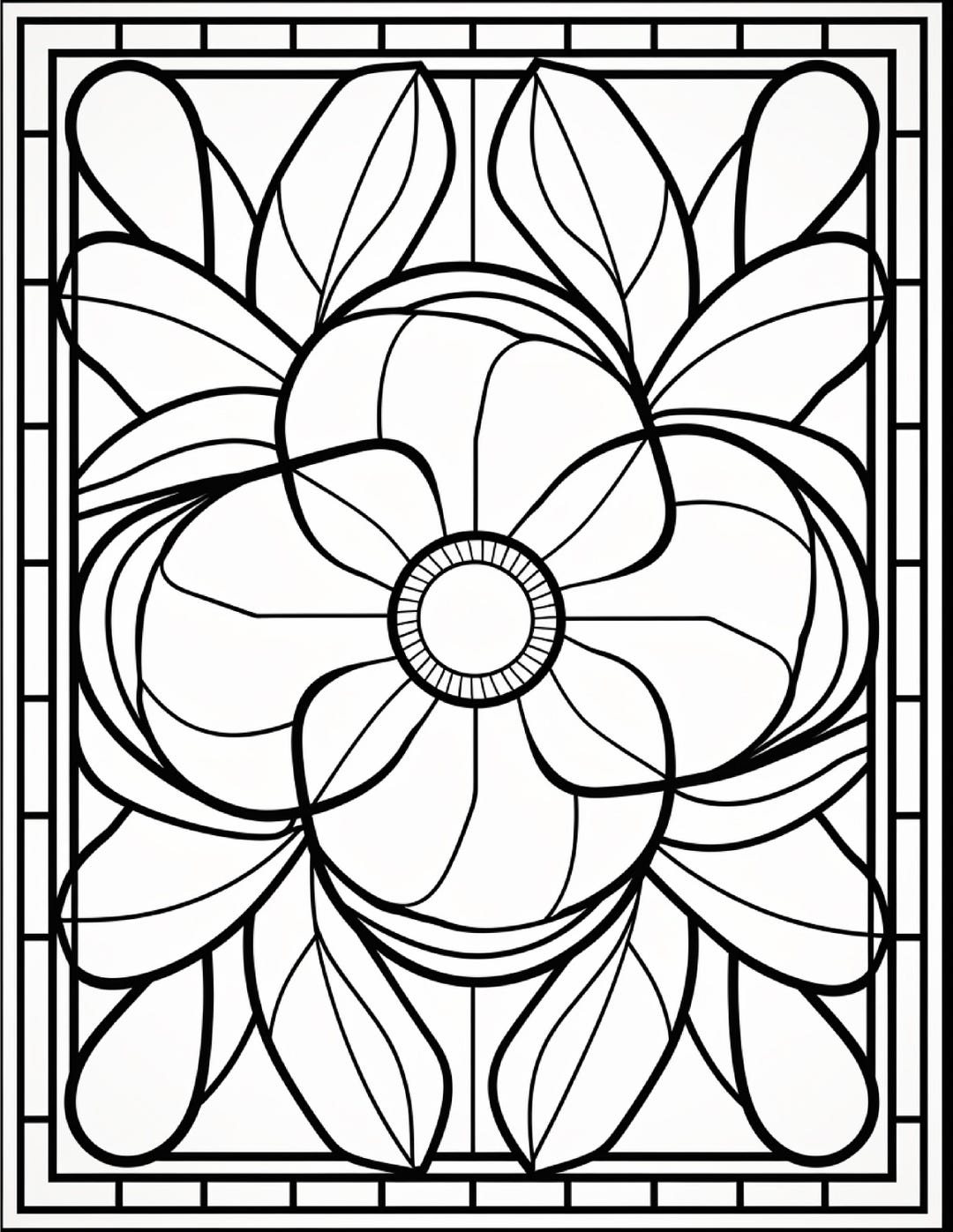 51 Flower Stained Glass Coloring Pages: Stress Relief (PDF Download) - Etsy