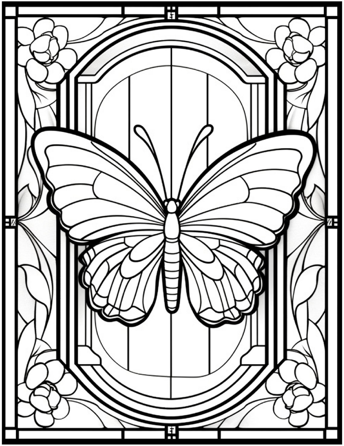 100 Stained Glass Butterfly Coloring Pages: Relaxing Adult Coloring ...