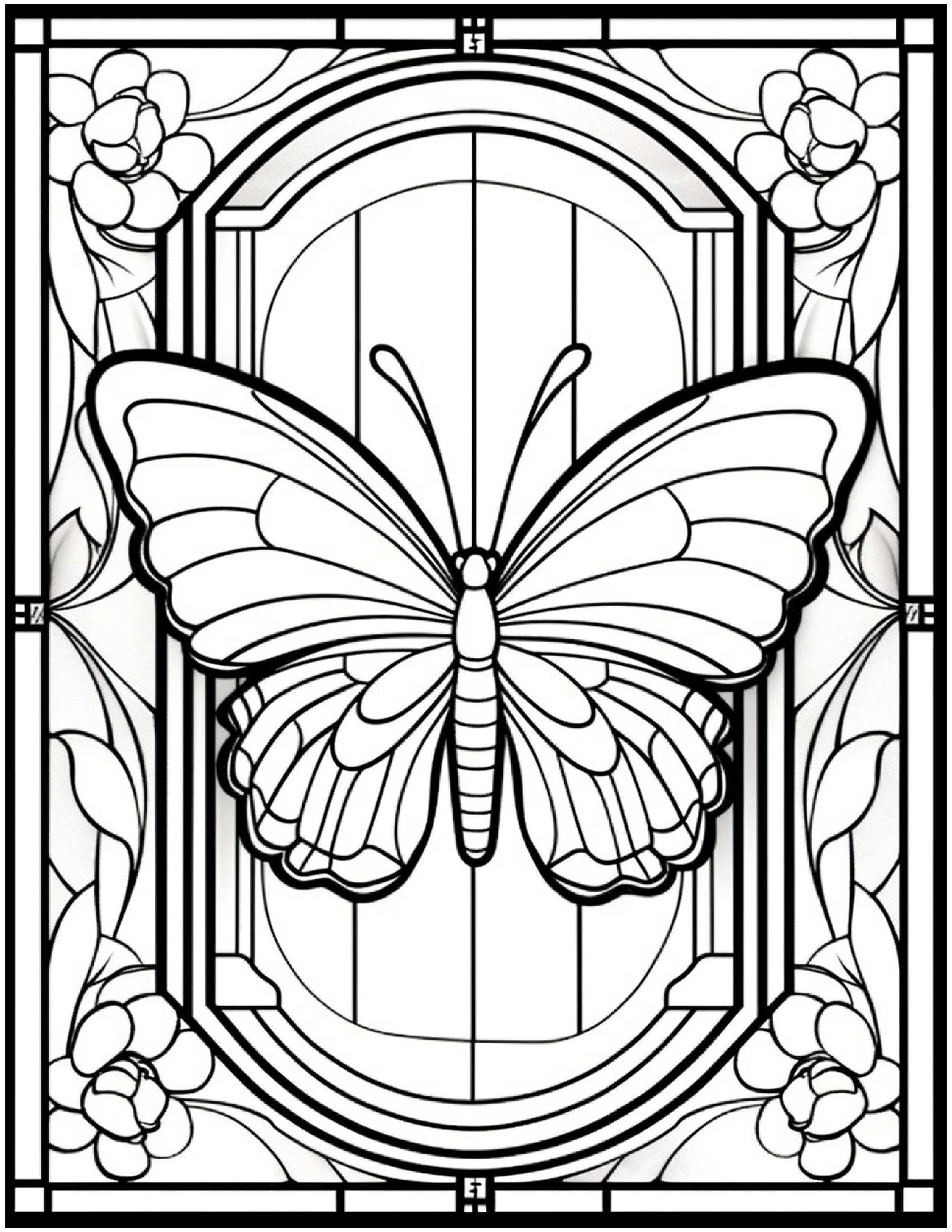 100 Stained Glass Butterfly Coloring Pages: Relaxing Adult Coloring ...