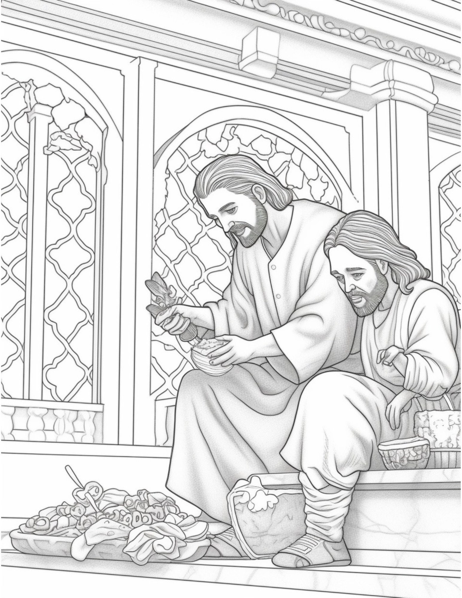 50 Bible Religious Scene Coloring Pages for Adults and Children ...