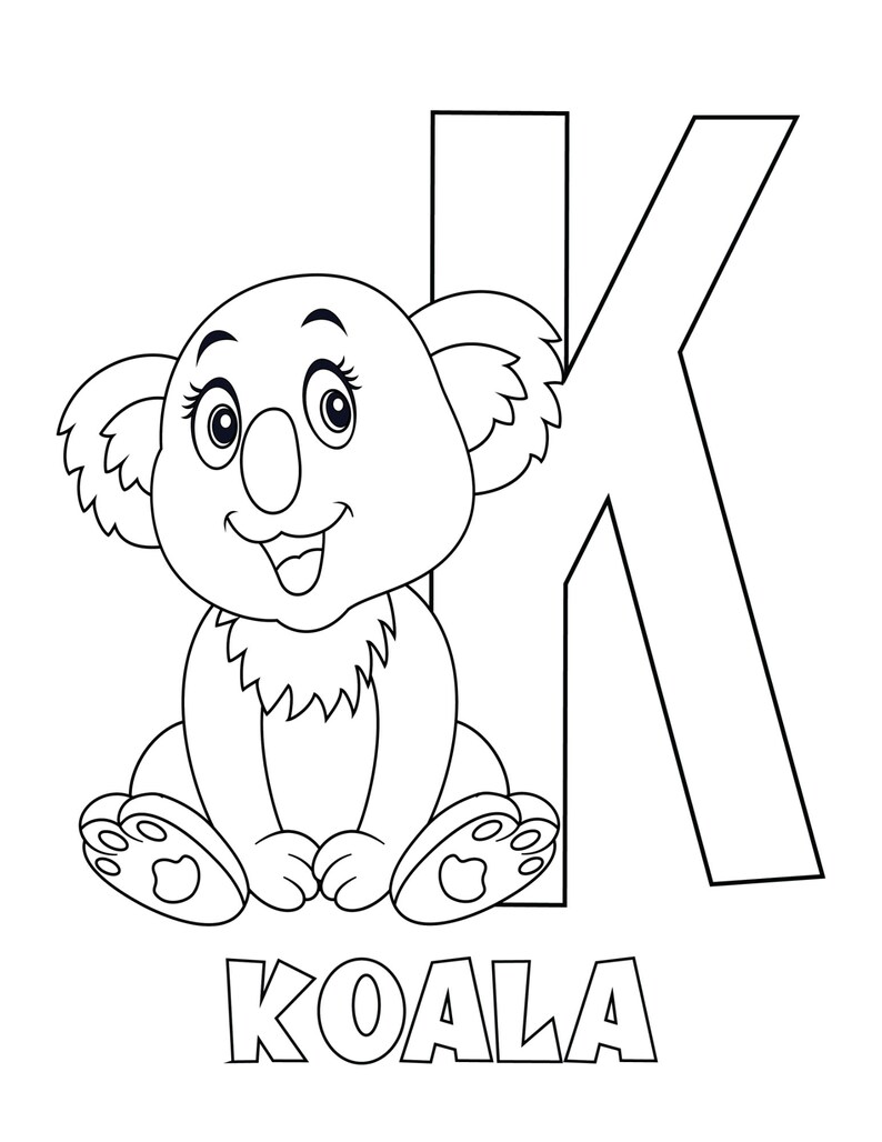 Cute English Alphabet Animals Coloring Pages,kids Printable Coloring ...