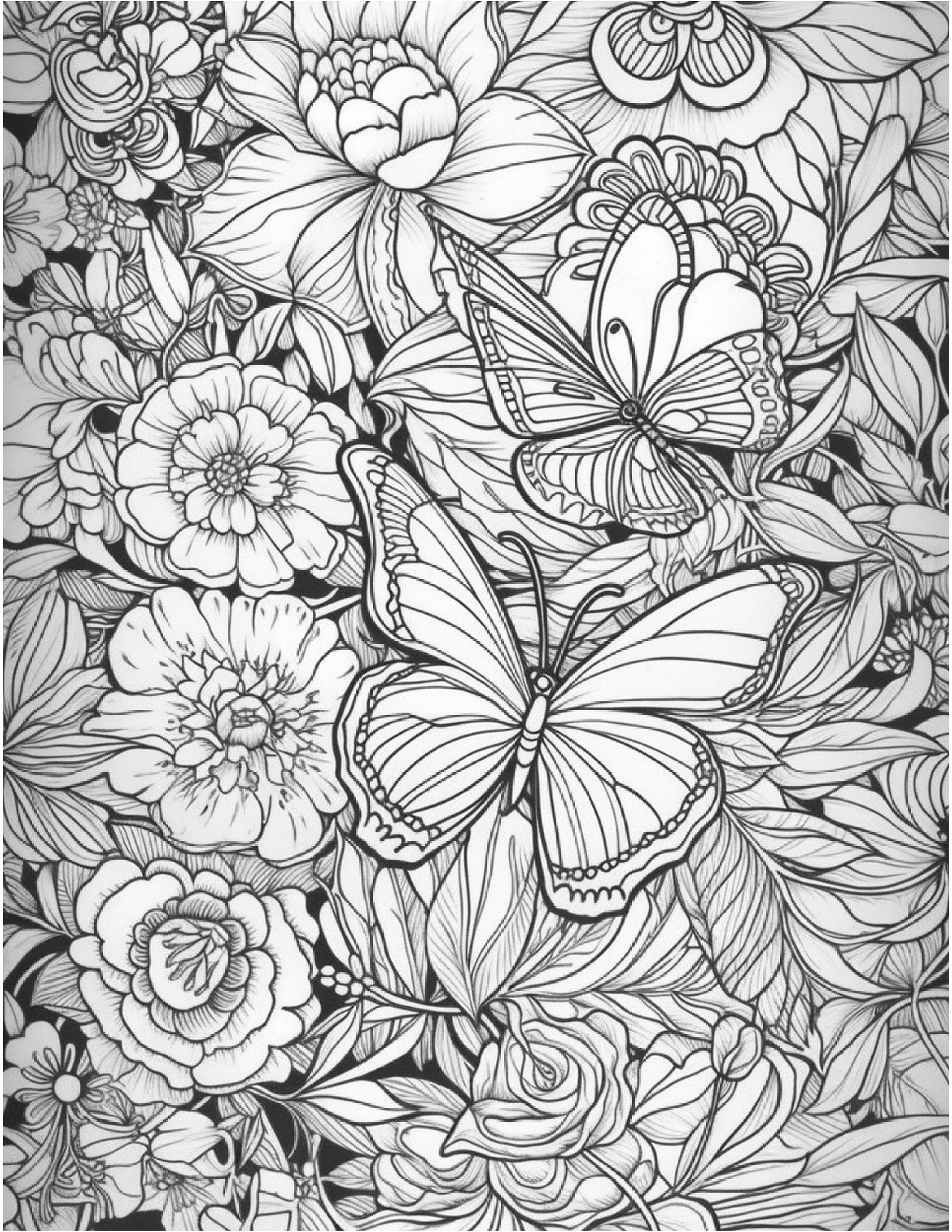 50 Butterfly Pages Coloring Book for Adults and Kids - Digital Download ...