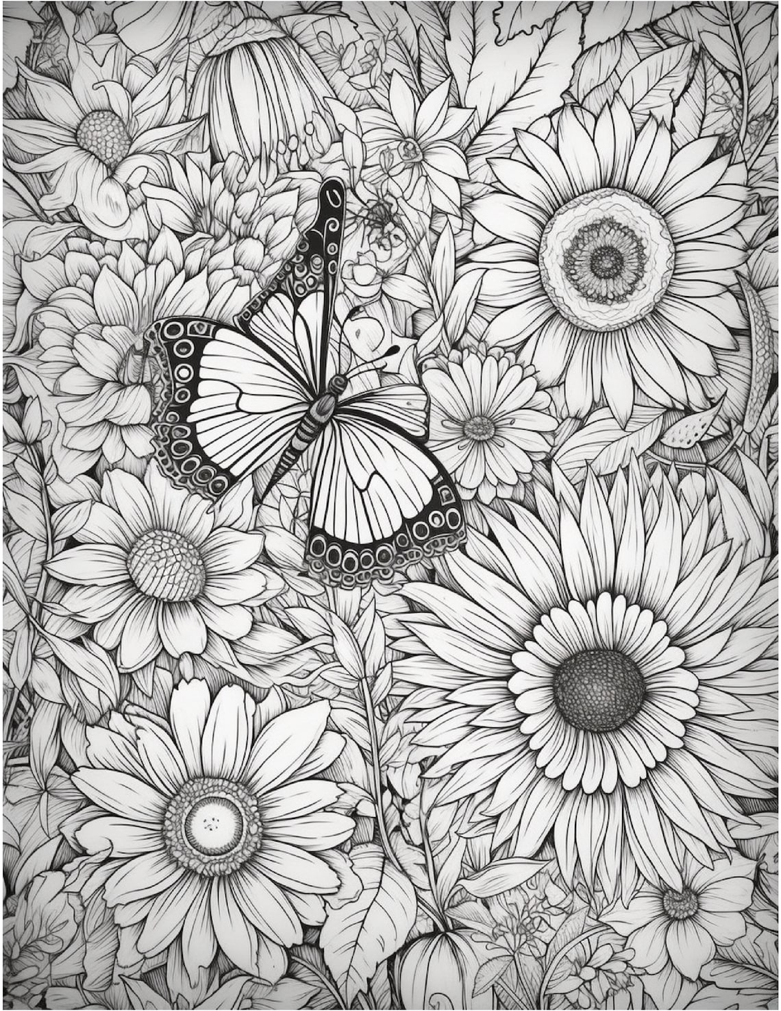 50 Butterfly Pages Coloring Book for Adults and Kids - Digital Download ...