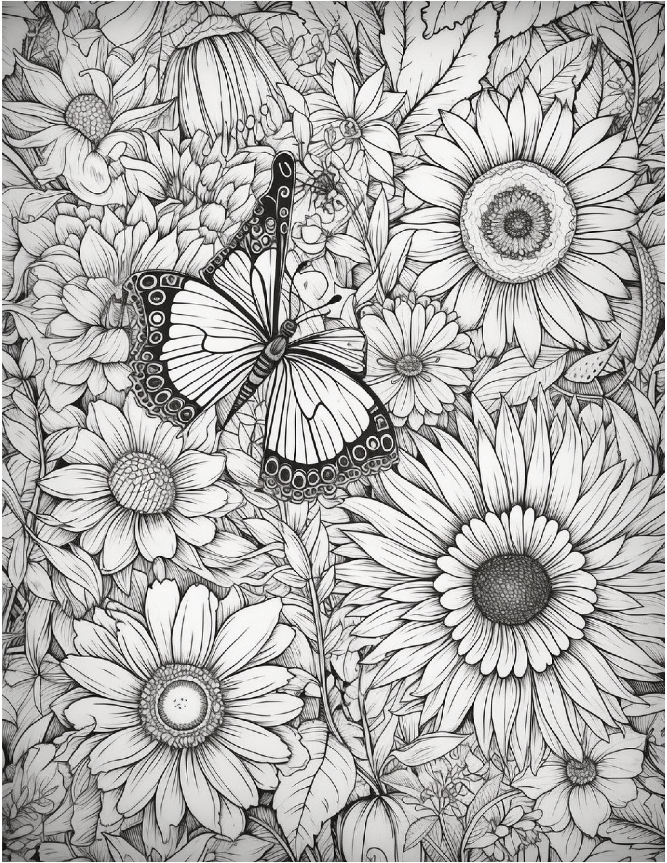 50 Butterfly Pages Coloring Book for Adults and Kids - Digital Download ...