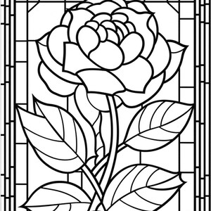 Stained Glass Flowers Coloring Pages: 101 Printable Designs (PDF ...