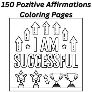 150 Positive Affirmations Coloring Pages: Adult Stress Relief (digital ...